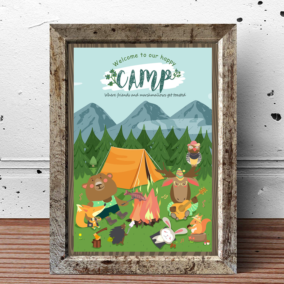Woodland Camp Poster Photo Booth Props Welcome Sign A3 16.5x11.8inch ...