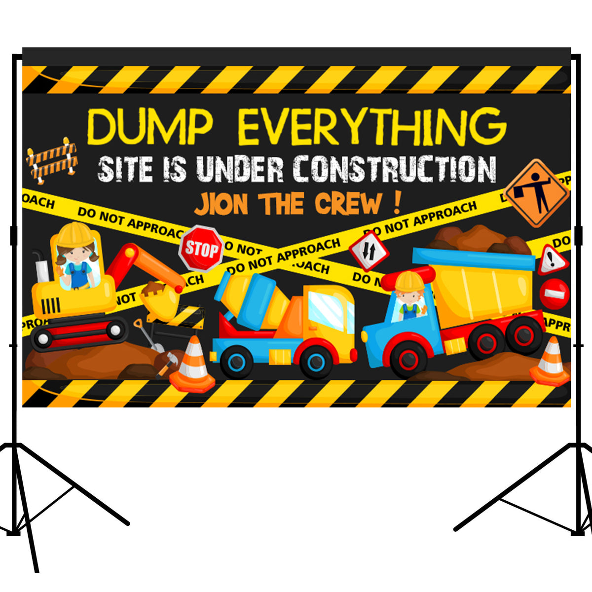 Construction Party Backdrop Photography Studio Fabric Background 5x3fe ...